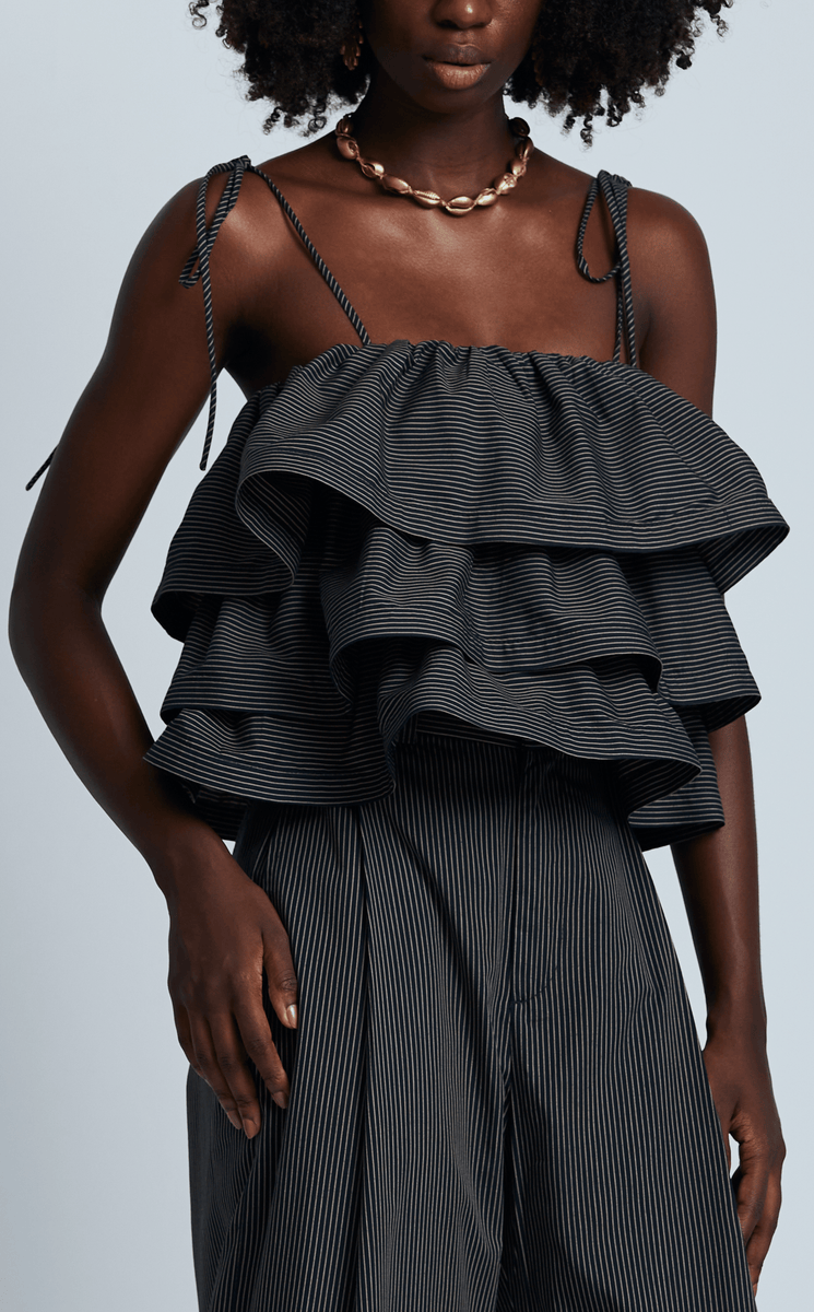 SAMOA TOP - BLACK MICRO STRIPES – YongStudio