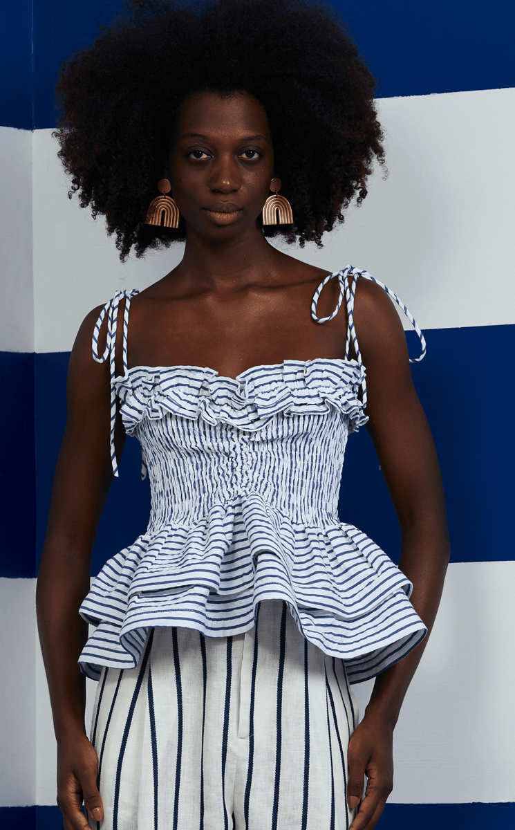 NAMIBIA TOP - BLUE STRIPES – YongStudio